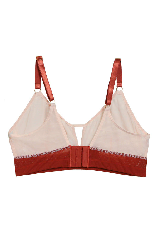 Victoria Mesh Keyhole Bralette - Blush / Terracotta - Chérie Amour