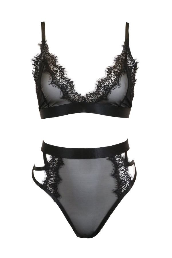Provence Lace Bra Set - Black - Chérie Amour