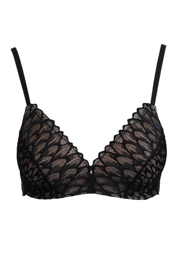 Lacy Wire-Free Bra - Black - Chérie Amour